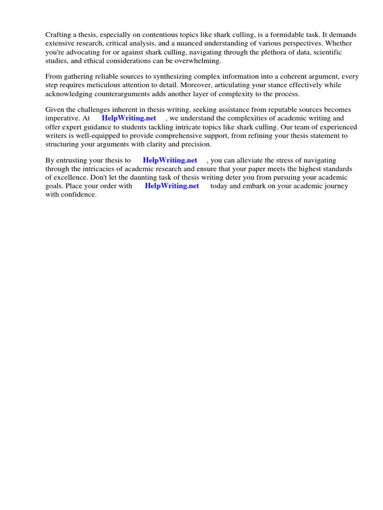 Shark Culling Thesis Statement | PDF