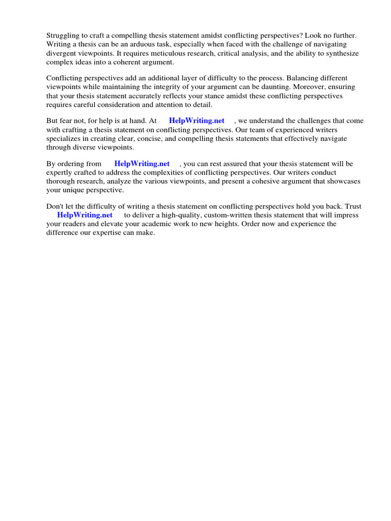 Conflicting Perspectives Thesis Statements | PDF