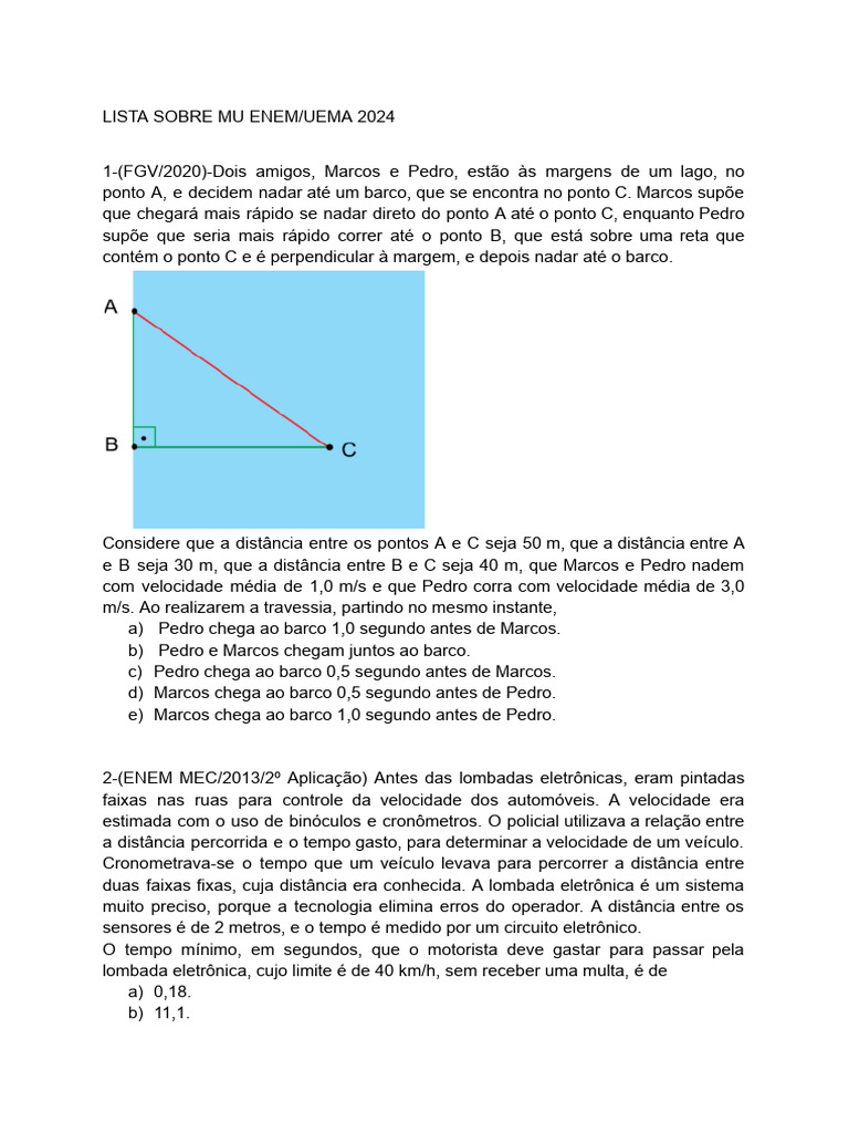 Lista Sobre Muv Enem-Uema 2024 | PDF