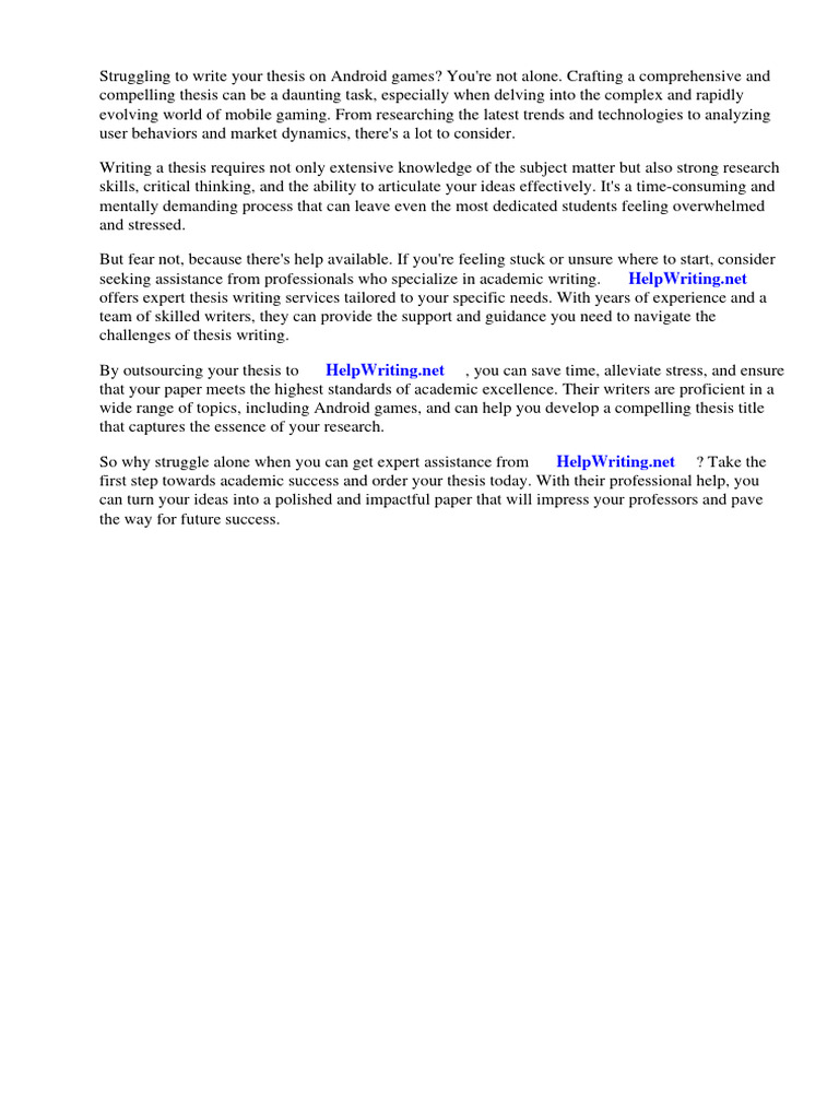 Thesis Title For Android Games | PDF | Thesis | Brand
