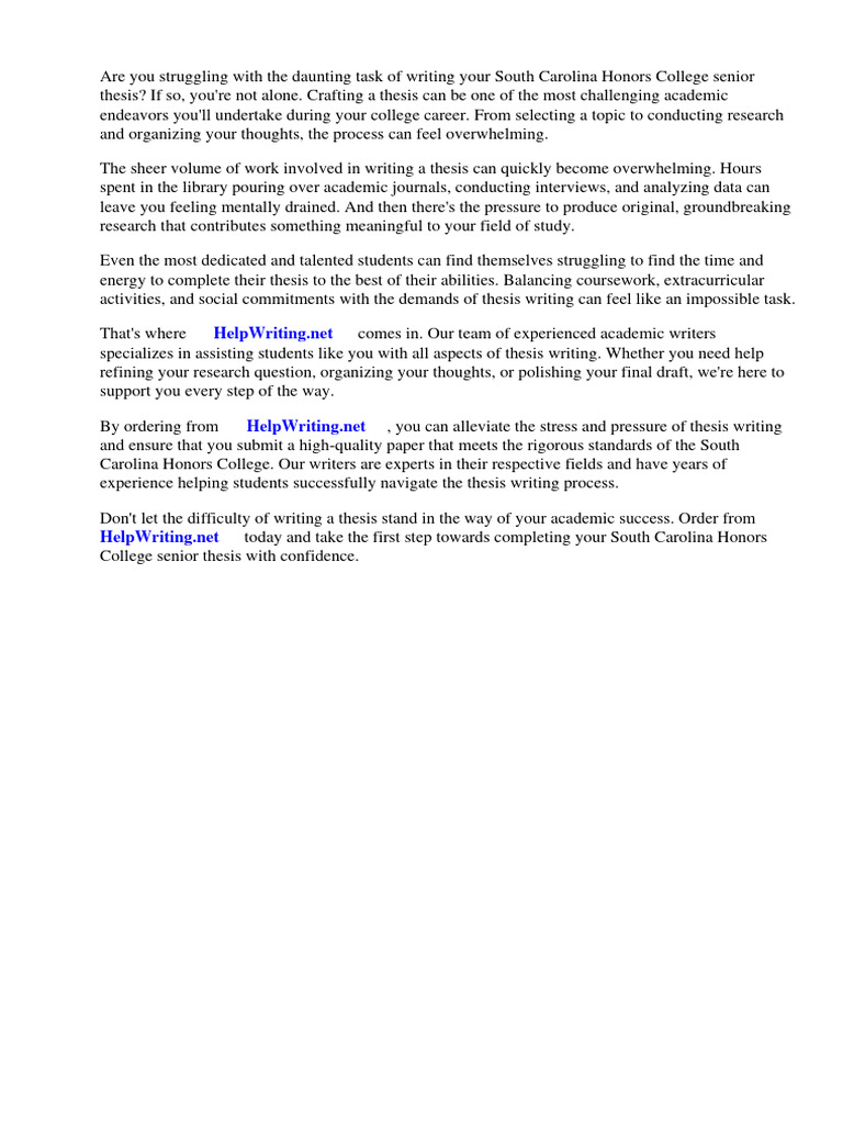 South Carolina Honors College Senior Thesis | PDF | Advertising ...