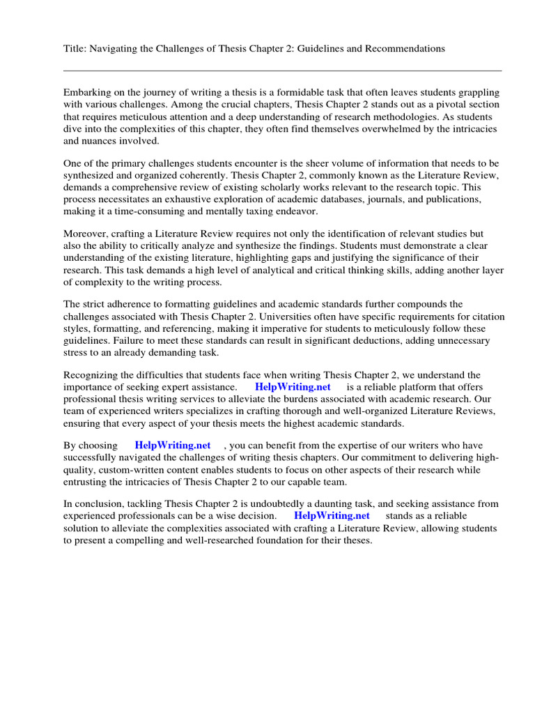 Thesis Chapter 2 Guidelines | PDF | Thesis | Methodology