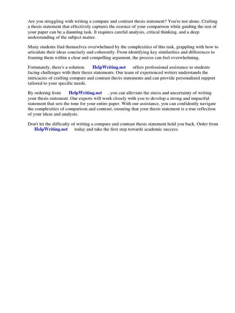 Writing Compare and Contrast Thesis Statements | PDF