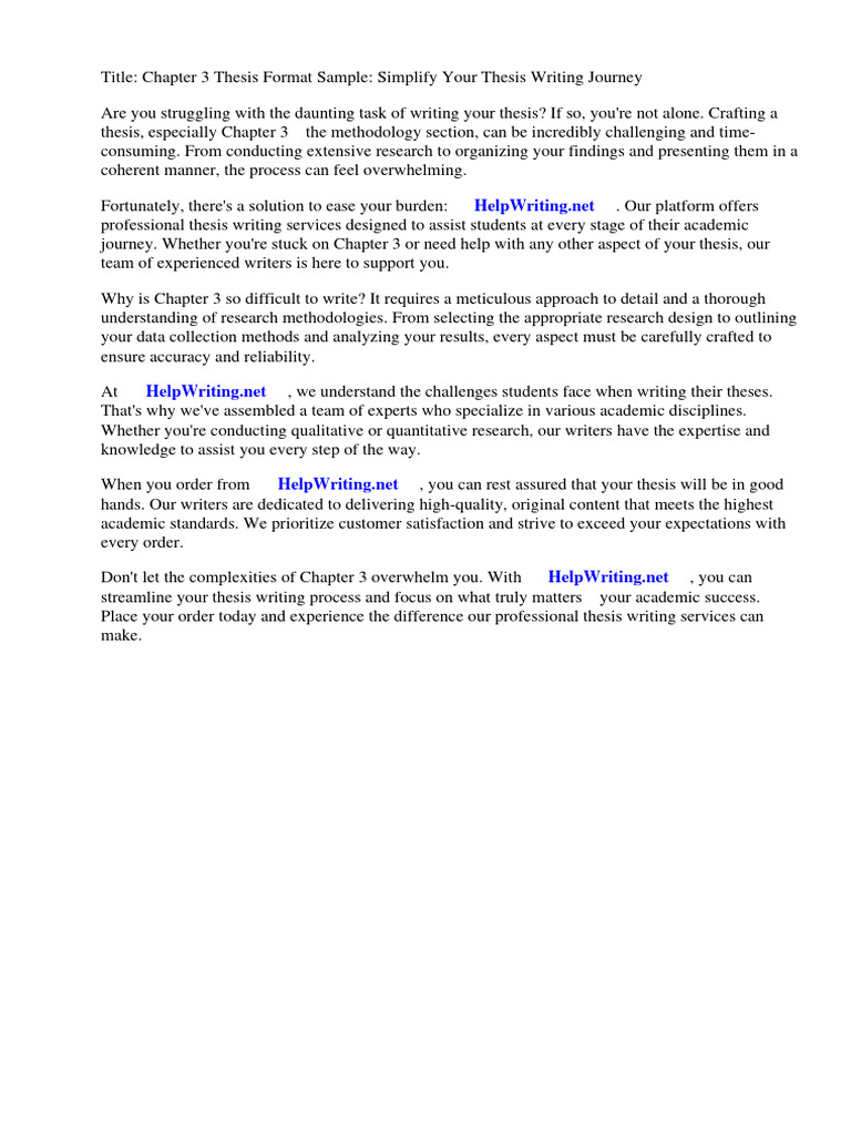 Chapter 3 Thesis Format Sample | PDF