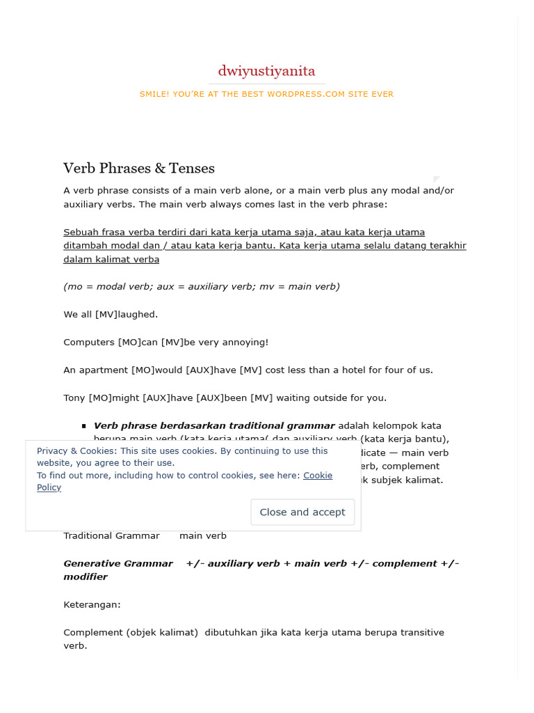 Verb Phrases & Tenses Guide | PDF | Verb | Grammatical Tense