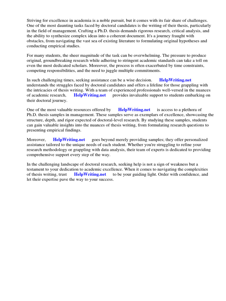 PHD Thesis Samples in Management | Download Free PDF | Thesis | Doctor ...