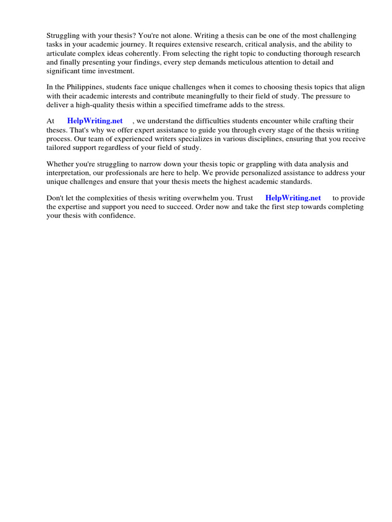 Thesis Sample Topics Philippines | PDF | Thesis | Academic Publishing