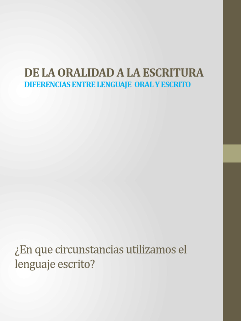 De La Oralidad A La Escritura | PDF | Comunicación | Escritura