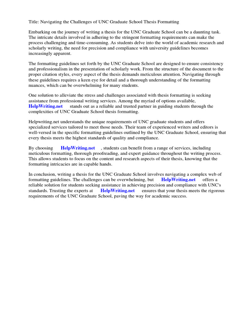 Unc Graduate School Thesis Formatting | PDF