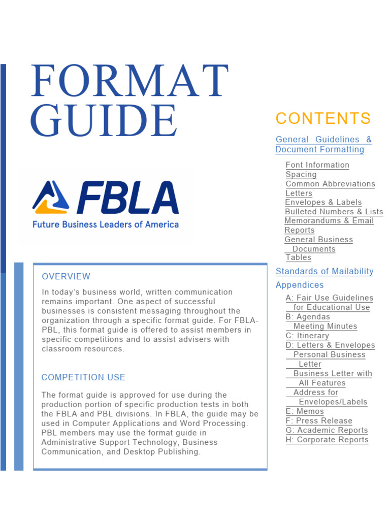 FBLA PBL Format Guide | PDF