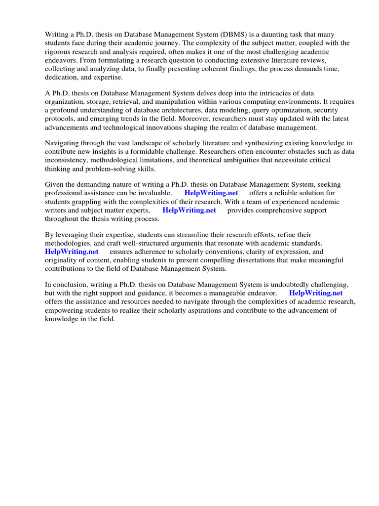 PHD Thesis On Database Management System | PDF | Doctor Of Philosophy ... PHD Thesis On Database Management System | PDF | Doctor Of Philosophy ...