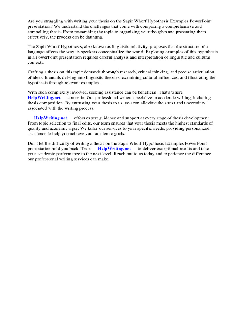 Sapir Whorf Hypothesis Examples | PDF | Linguistics | Language Acquisition