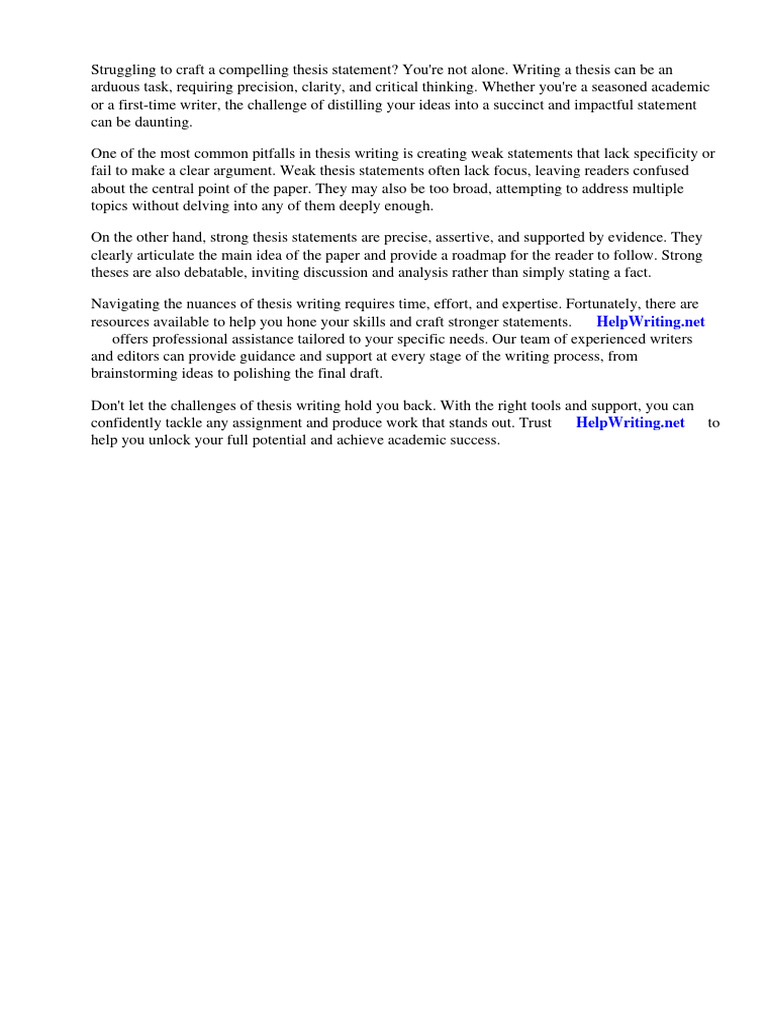 Examples of Weak and Strong Thesis Statements | PDF | Career & Growth
