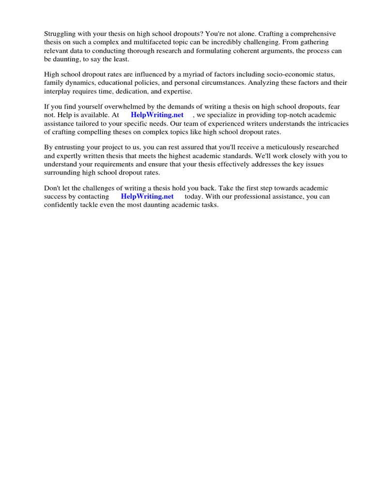 High School Dropout Thesis Help | PDF | Early Childhood Education