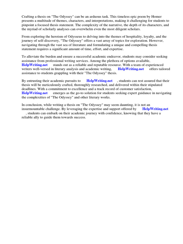 The Odyssey Thesis Statements | PDF | Odysseus | Odyssey