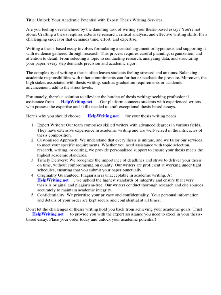 Thesis Based Essay Example | PDF | Essays | Thesis