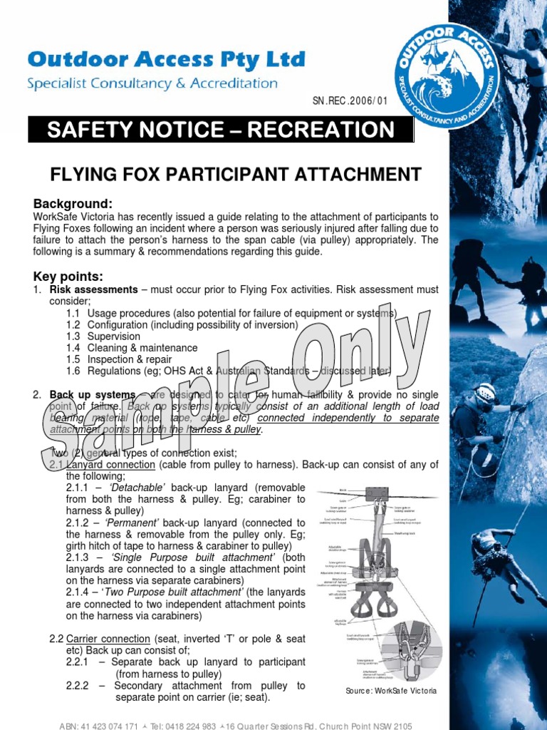 Flying Fox Safety and Harness Guidelines | PDF | Risk | Business