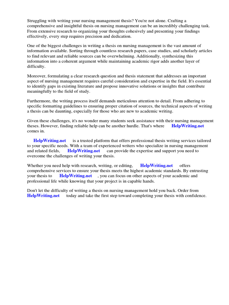 Thesis Title Nursing Management | Download Free PDF | Nursing | Thesis