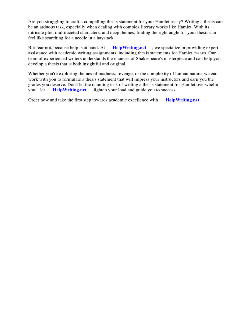Hamlet Thesis Statement Ideas | PDF