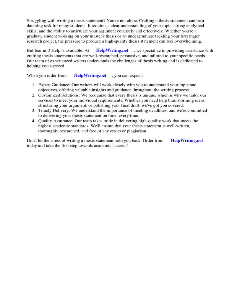 Help in Writing Thesis Statements | PDF