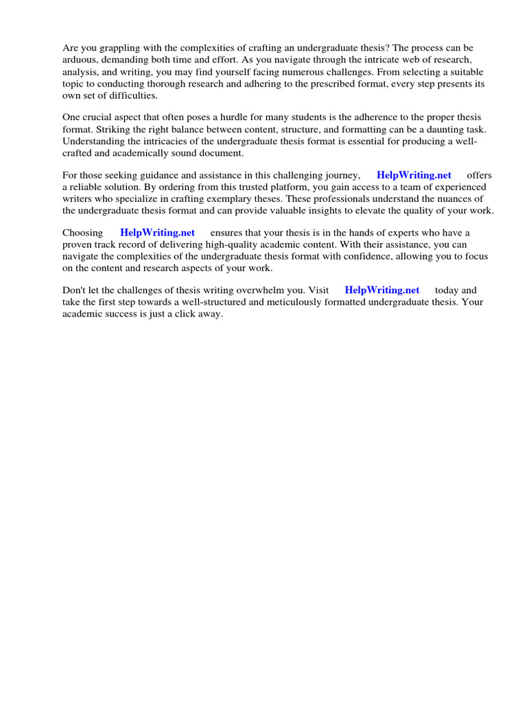 Undergraduate Thesis Format Example | PDF