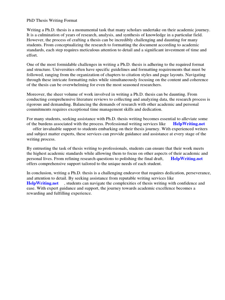 PHD Thesis Writing Format | PDF PHD Thesis Writing Format | PDF