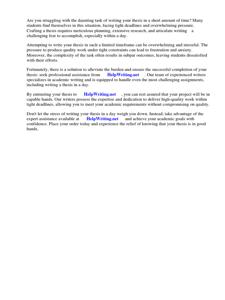 How To Write Your Thesis in A Day | Download Free PDF | Thesis | Essays