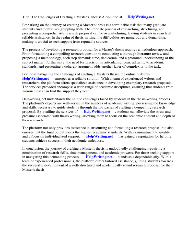 Example Research Proposal For Masters Thesis | PDF | Thesis | Science