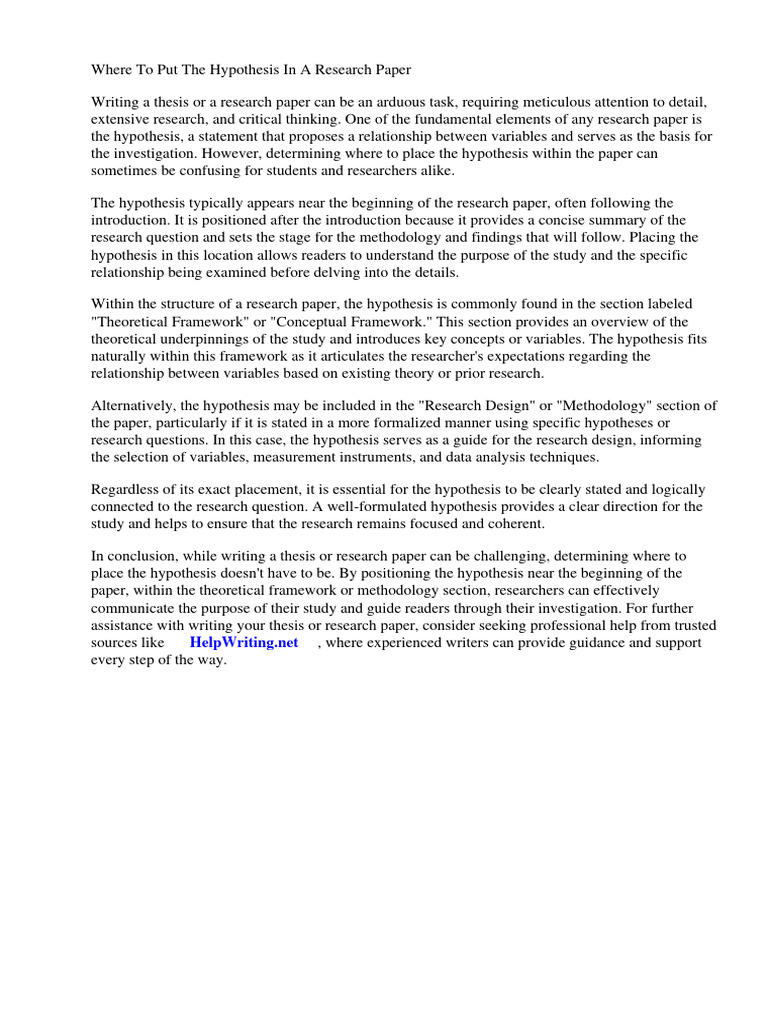 Optimal Hypothesis Placement in Research | PDF | Hypothesis | Experiment