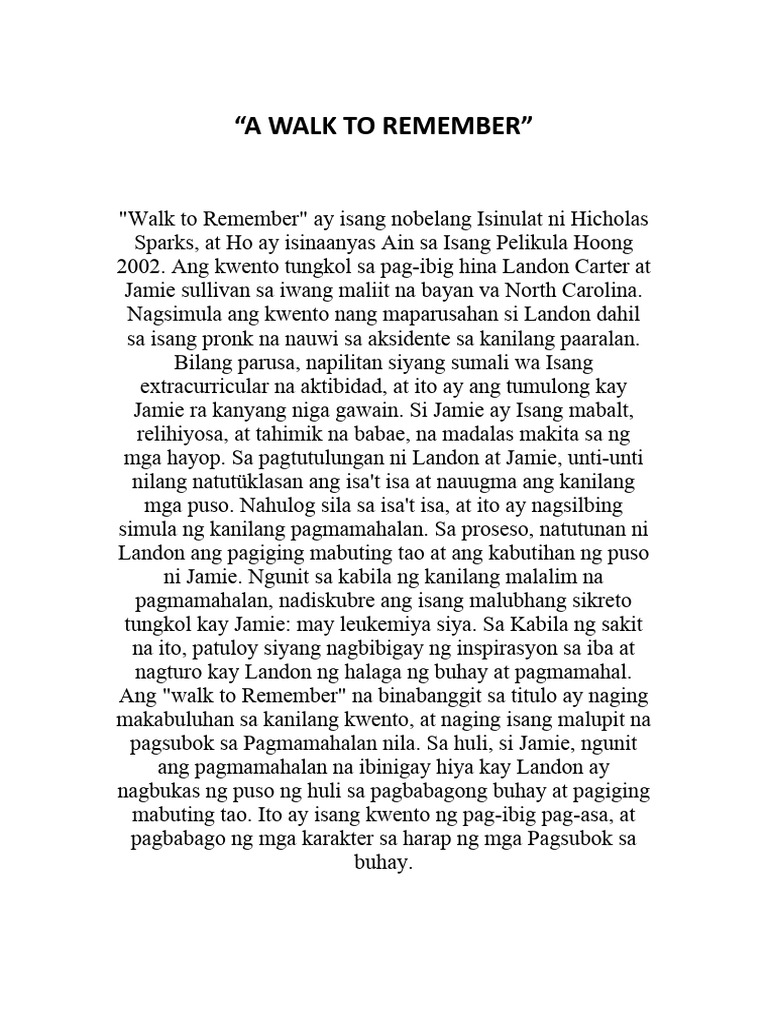 A Walk To Remember | PDF