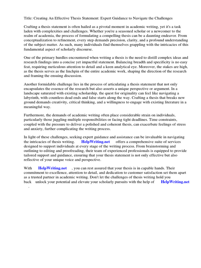 Creating An Effective Thesis Statement | PDF | Essays | Thesis