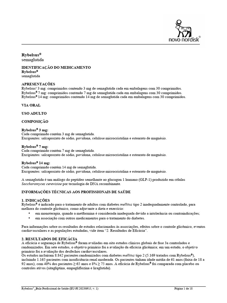 Rybelsus Bula PROFISSIONAL | PDF | Diabetes | Amamentação