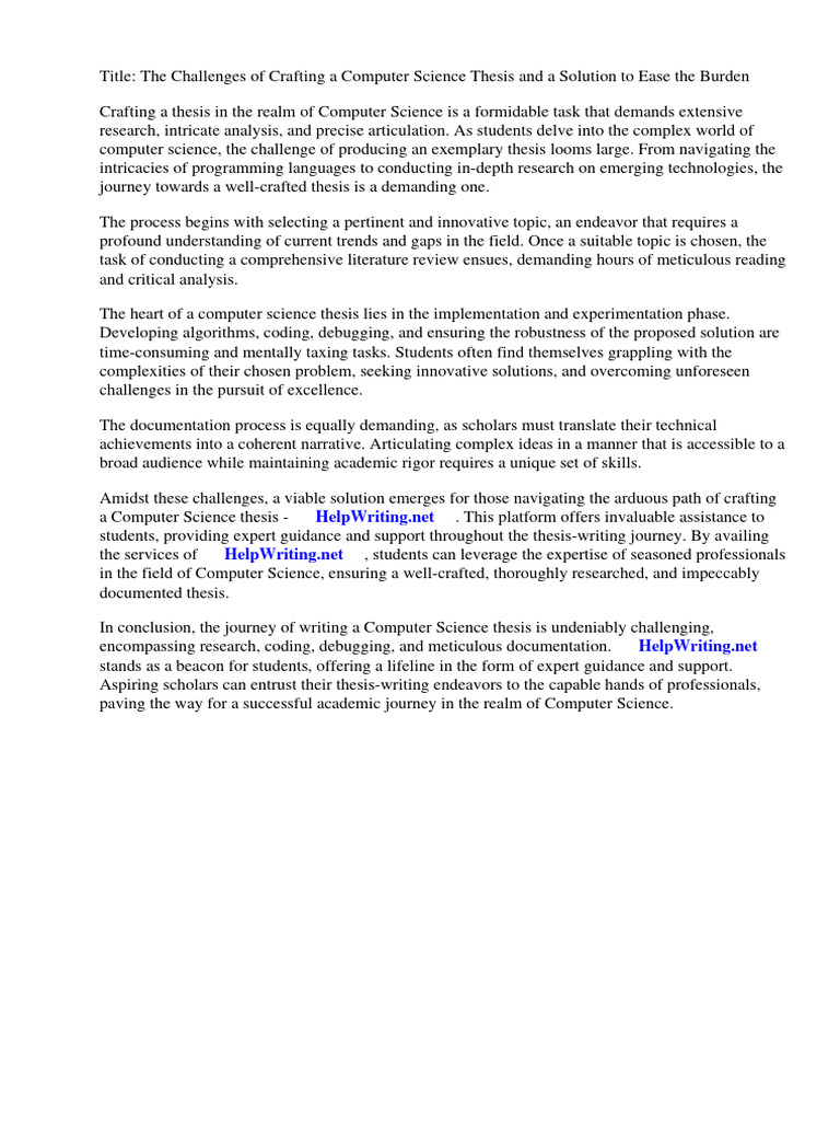 Example Thesis of Computer Science | PDF