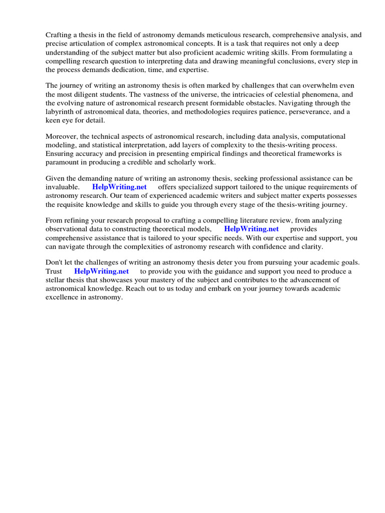 Astronomy Thesis Example | PDF | Science & Mathematics