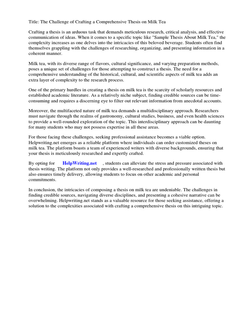 Sample Thesis About Milk Tea | PDF | Brand | Vietnam