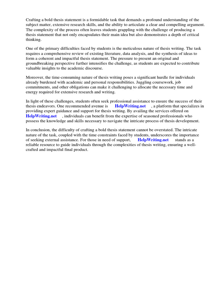 Bold Thesis Statement | PDF | Cost Of Living | Essays