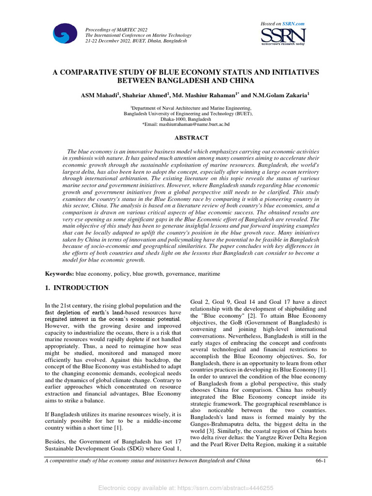Comparative Study of Blue Economy Status | PDF | Oceans | Coast Guard