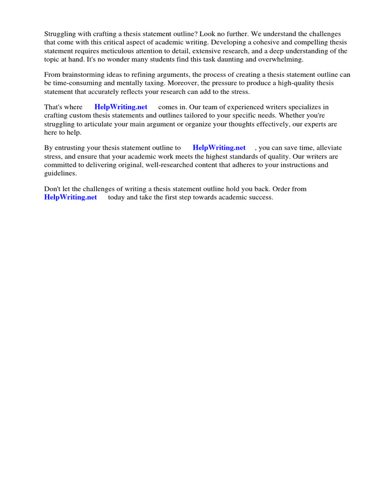Example of Thesis Statement Outline | PDF