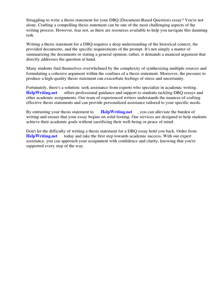 How Do I Write A Thesis Statement For A DBQ | PDF | Essays | Thesis