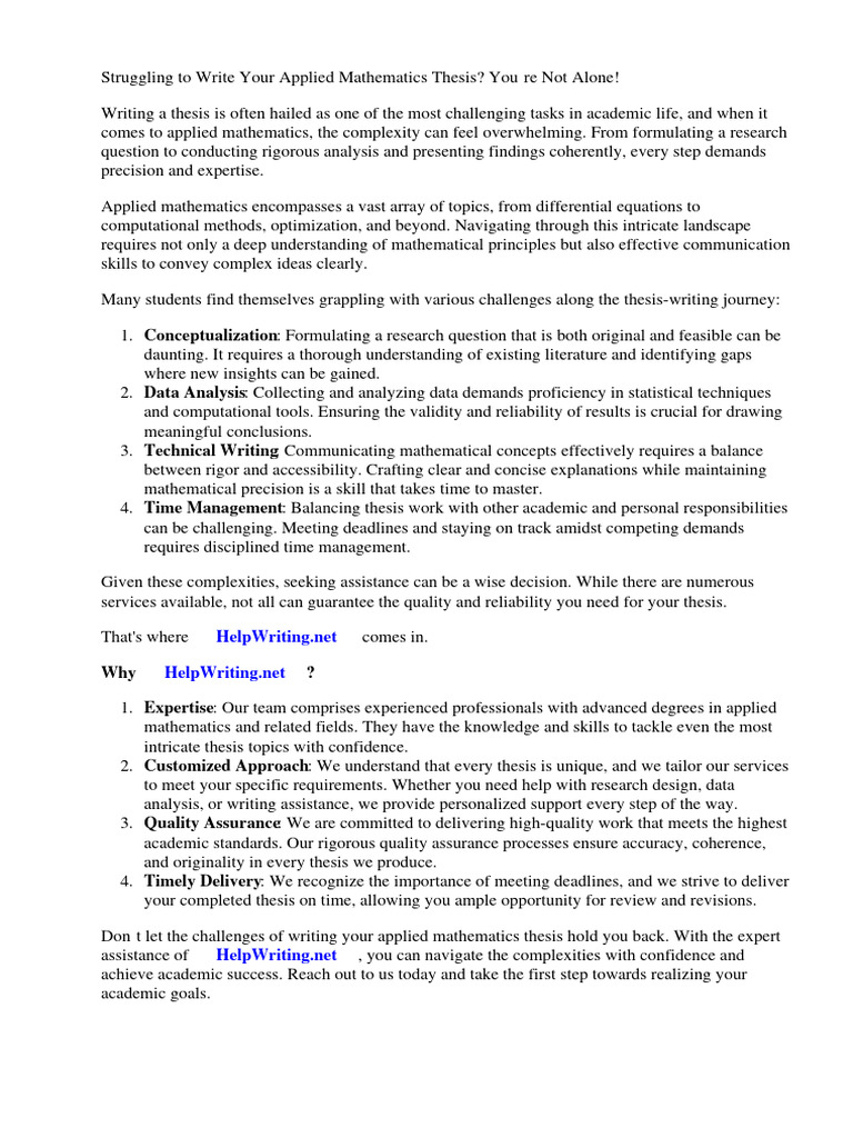 Applied Mathematics Thesis Topics | PDF | Thesis | Mathematics