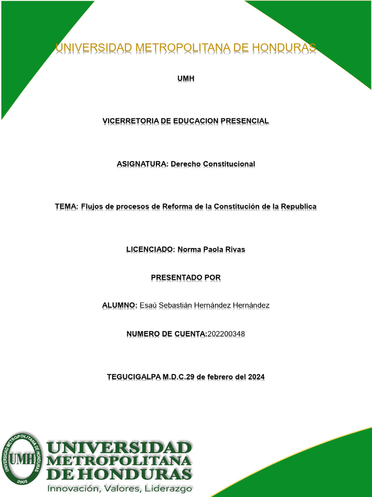 Derecho Constitucional Flujos De Procesos De Reforma De La Constitución