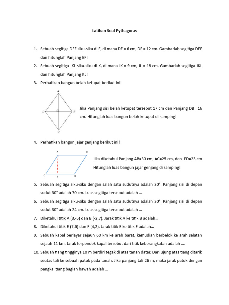 Latihan Soal Pythagoras | PDF