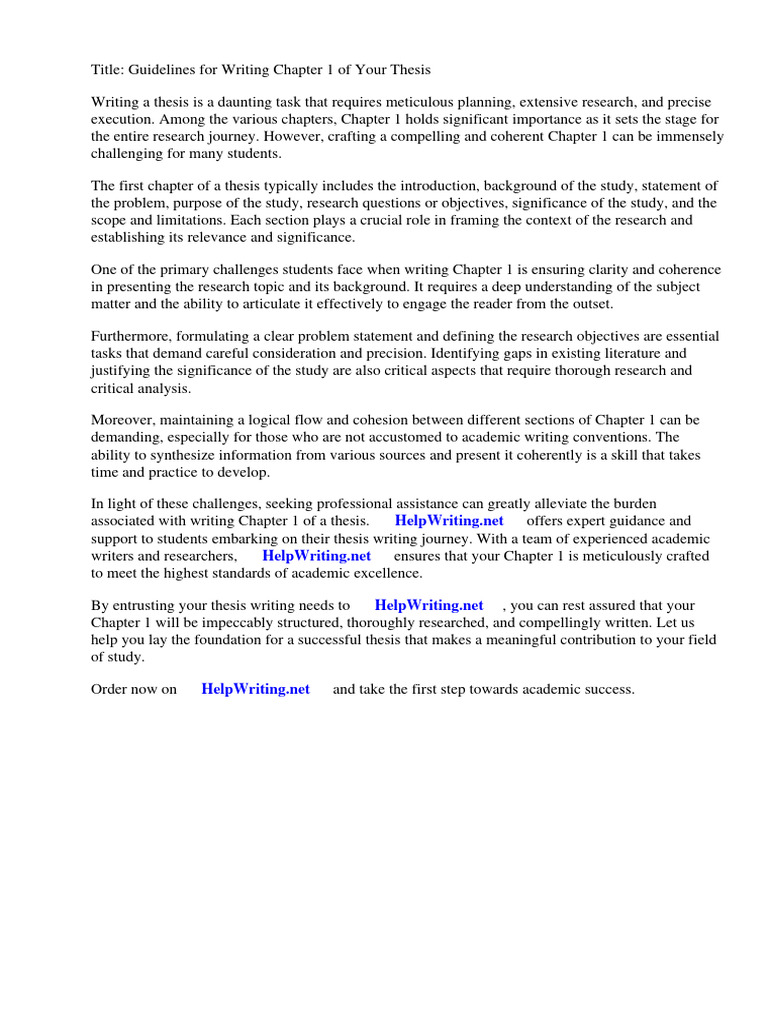 Guidelines Writing Chapter 1 Thesis | PDF | Thesis | Ios