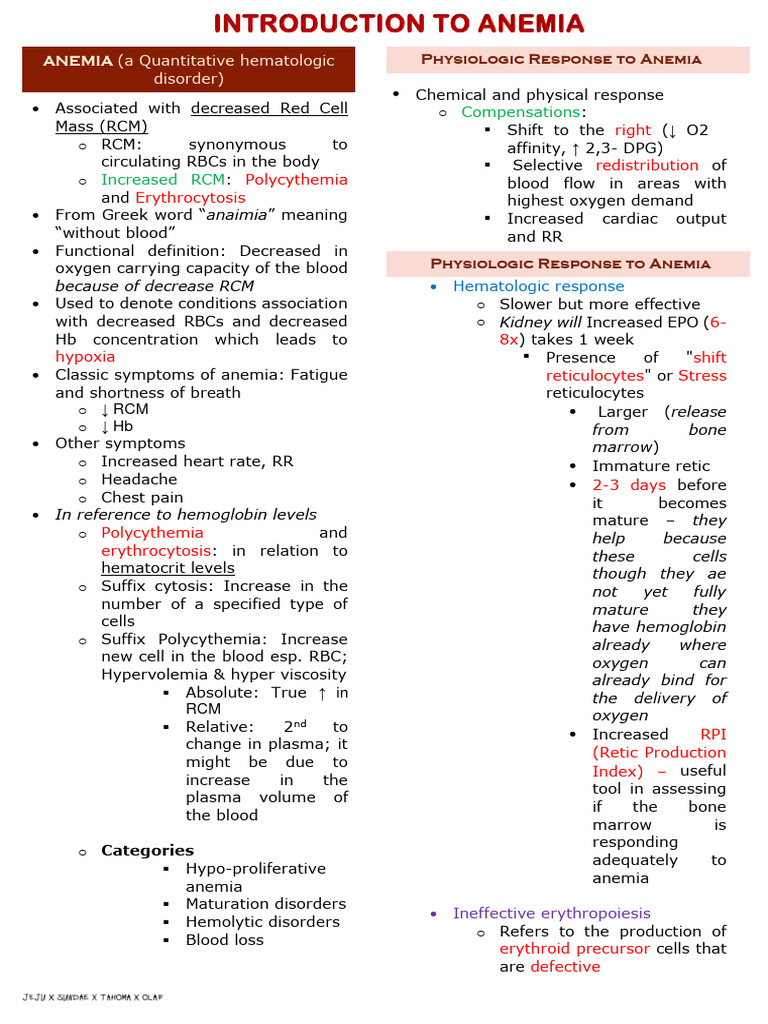 Introduction To Anemia | PDF | Anemia | Red Blood Cell