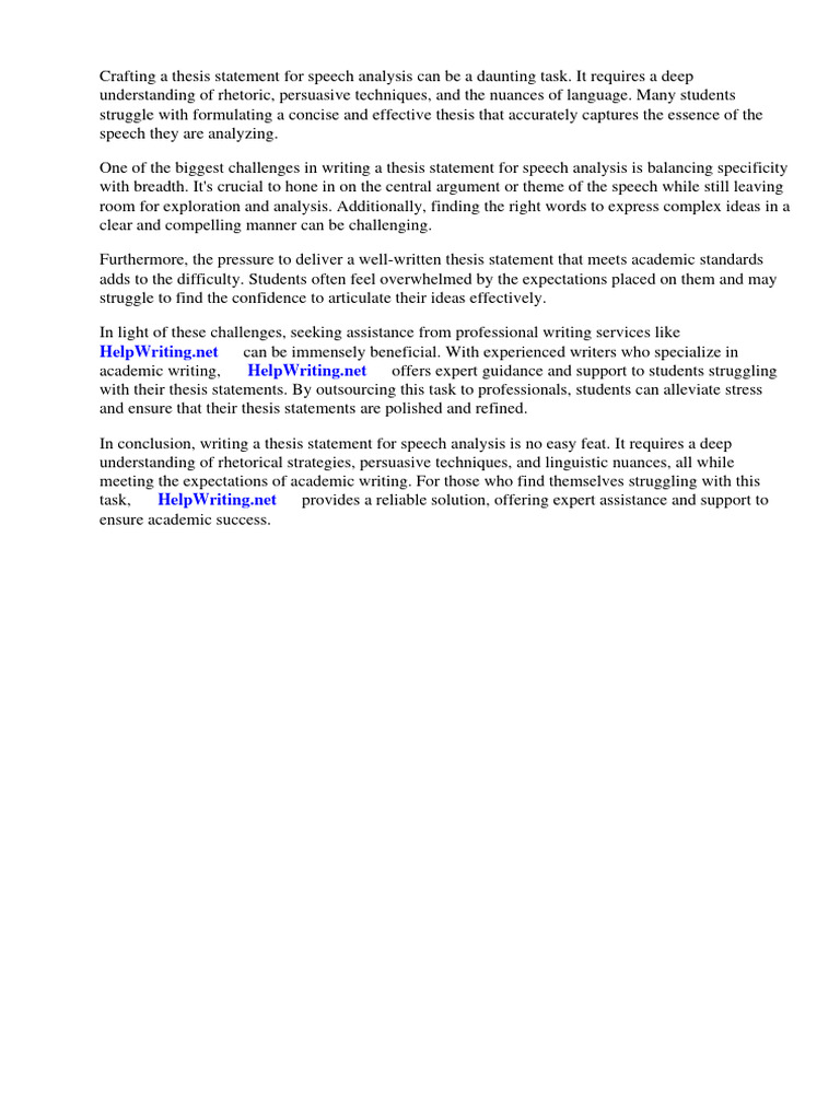 Thesis Statement For Speech Analysis | PDF
