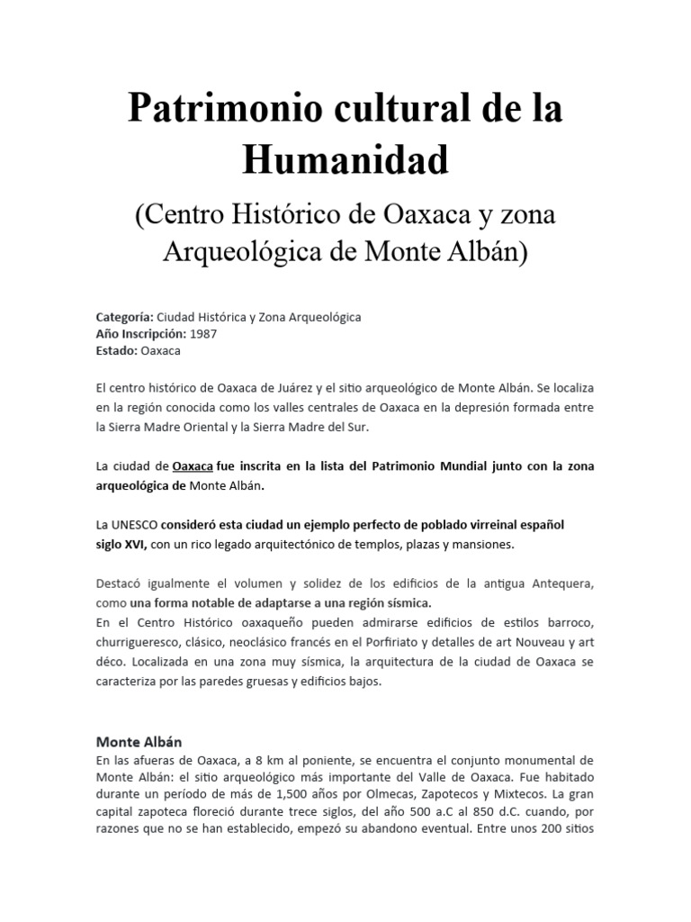 Patrimonio Cultural de La Humanidad | PDF