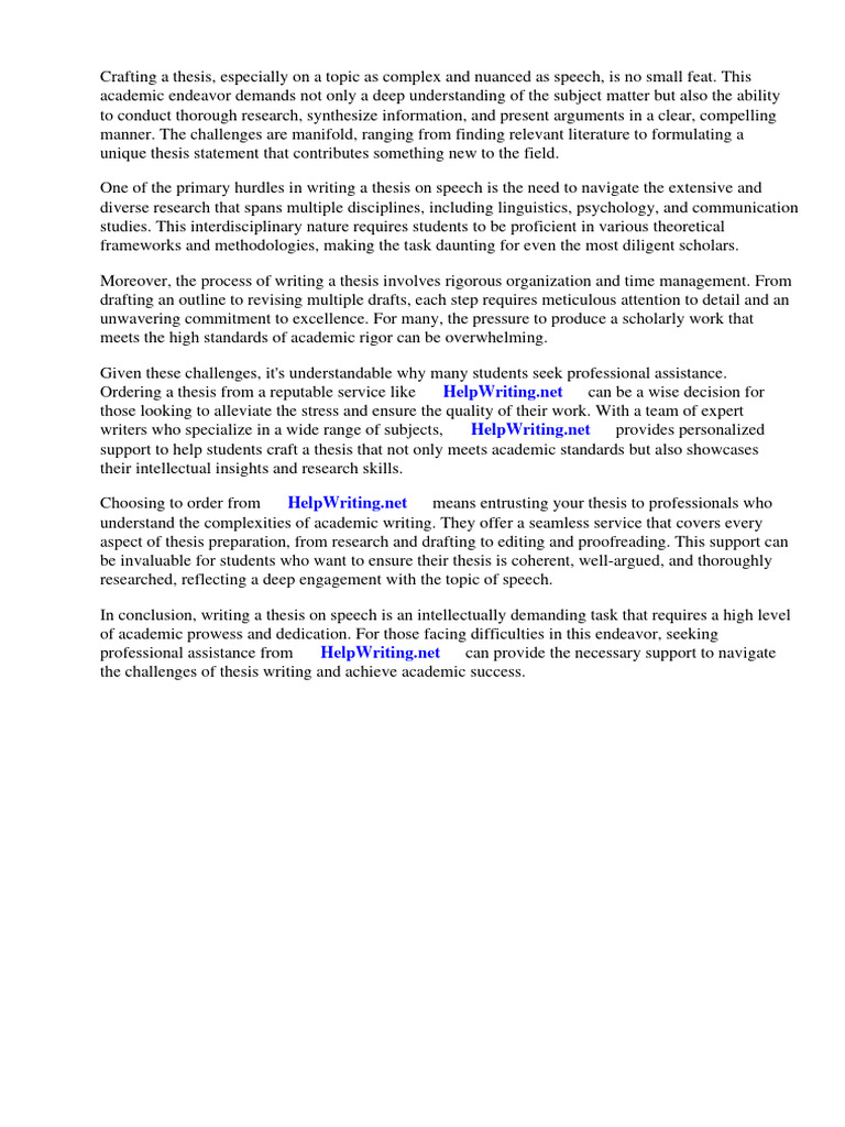 Sample Thesis for Speech | PDF