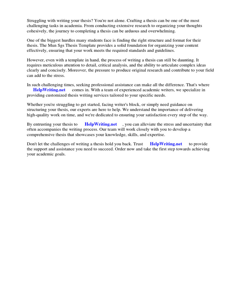 Mun Sgs Thesis Template | PDF | Thesis | Written Communication