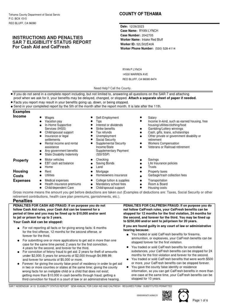 Reporting Changes For Cash Aid and CalFresh - Semi-Annual Eligibility ...