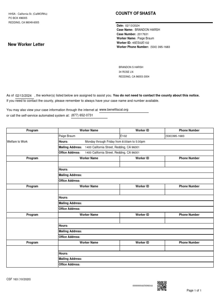 New Worker Letter | PDF